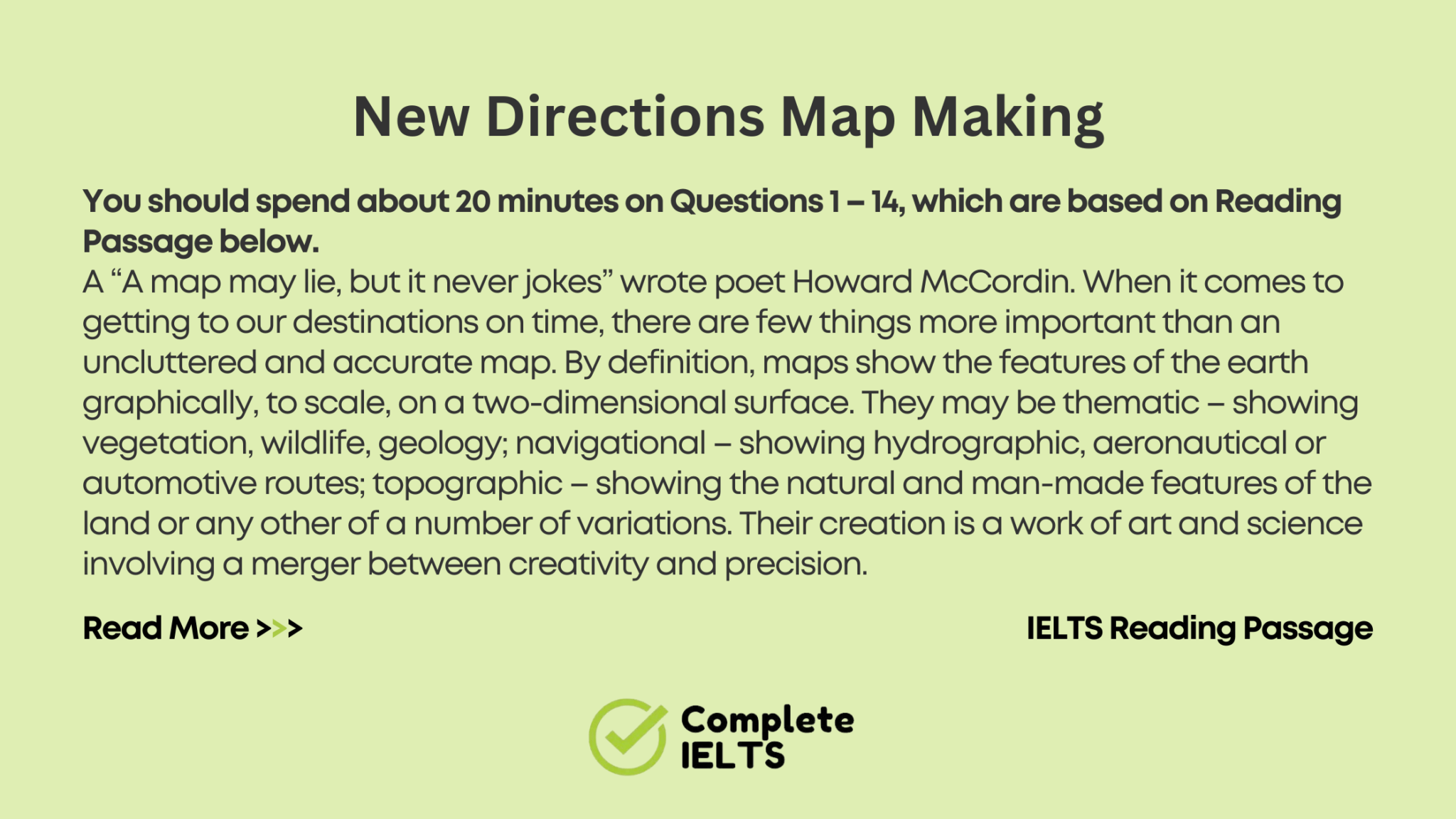 New Directions Map Making: IELTS Reading Answers - Complete IELTS